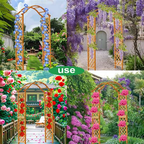 Garden Arch Wooden Pergola Trellis Rose Climbing Plant Archway Tan