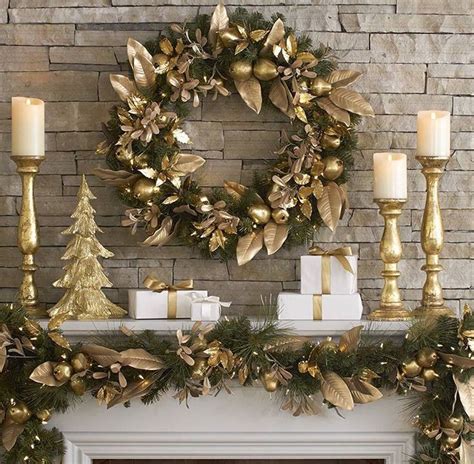 Χριστουγεννιάτικο τζάκι Christmas Mantel Decorations Gold Christmas