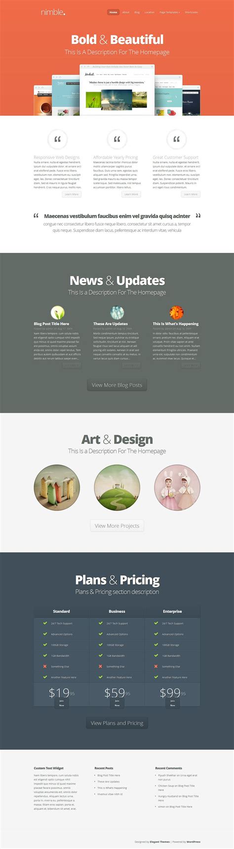 nimble responsive wordpress theme for business portfolio