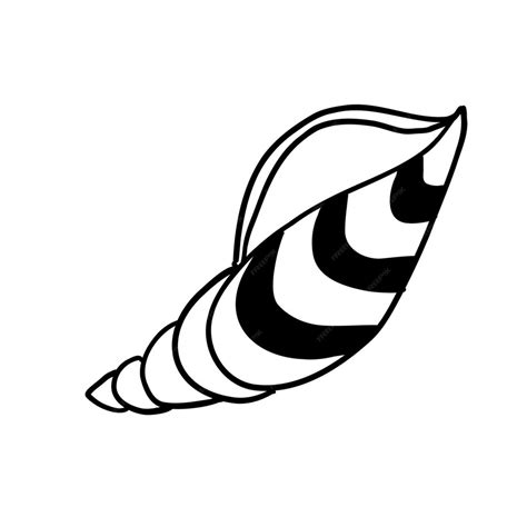 Premium Vector Pink Ocean Shell In Outline Doodle Style