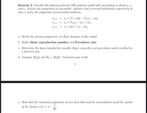Solved Exercise 2 Consider The Following Discrete Sir