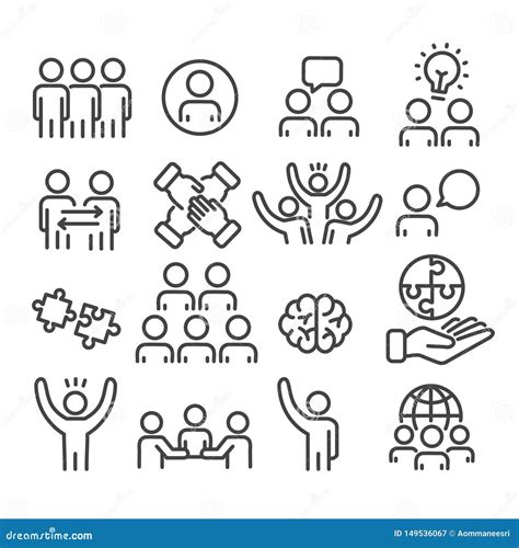 Set Of Teamwork Icons Brainstorming Creative Team For Business
