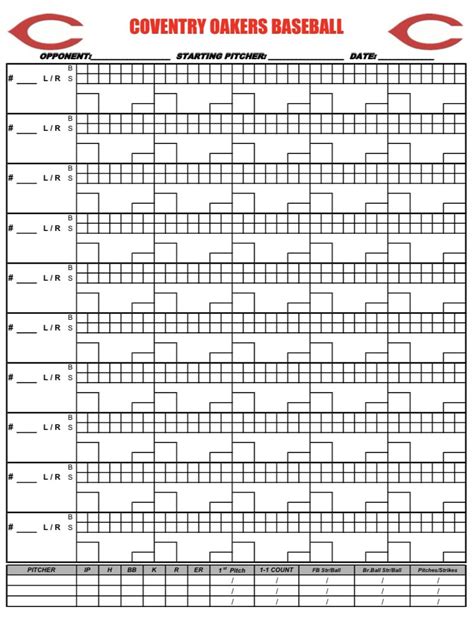 Free Printable Baseball Pitching Charts All Free Printables