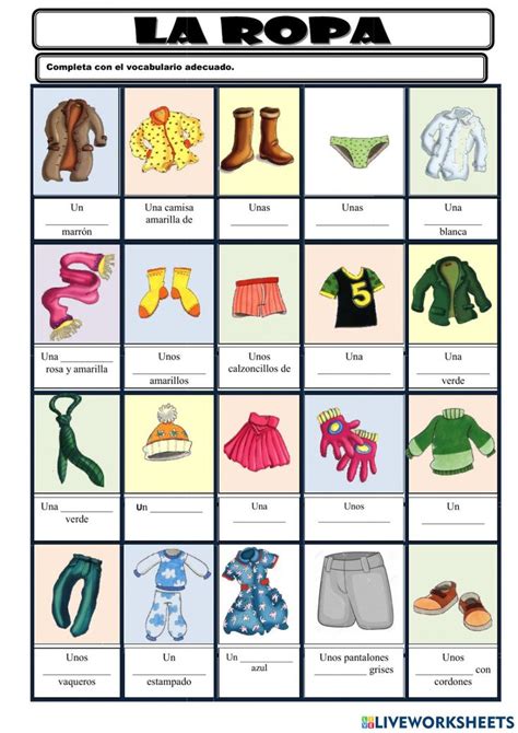 Las Prendas De Vestir Activity Teaching Spanish Spanish Teaching Resources Teaching