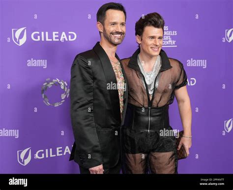 L R Emerson Collins And Blake Mciver Ewing At The Los Angeles Lgbt
