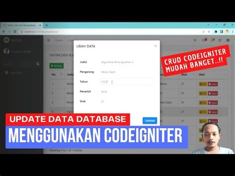 Crud Codeigniter Edit Data Update Data Database Dengan Codeigniter