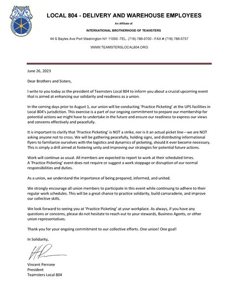 Important Information On Practice Picketing At Ups