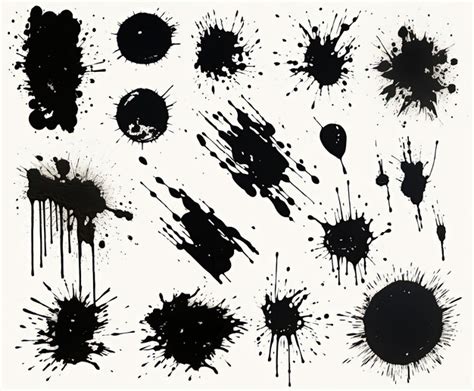 Premium Photo Sets Of Various Black Spittle Splatter In The Style Of