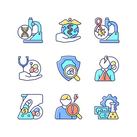 Medisch Onderzoek Rgb Kleur Iconen Set Genetische Ziekte Studie Check