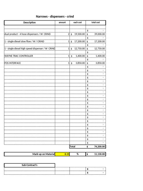 Pricing Sheet 2 Pdf