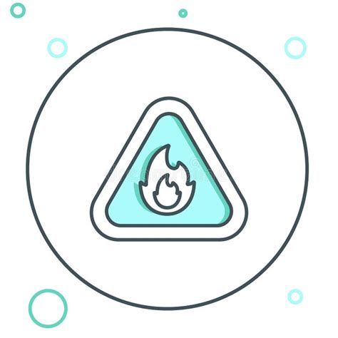 Line Fire Flame In Triangle Icon Isolated On White Background Warning