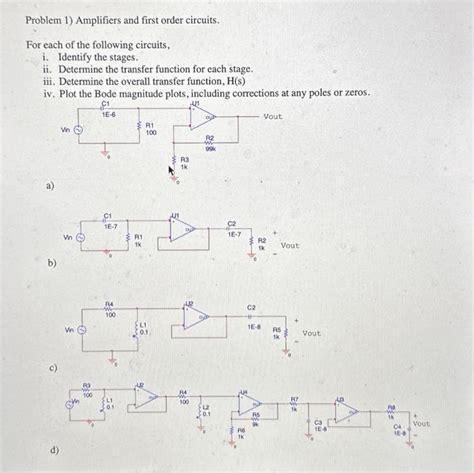 Solved Problem Amplifiers And First Order Circuits For Chegg