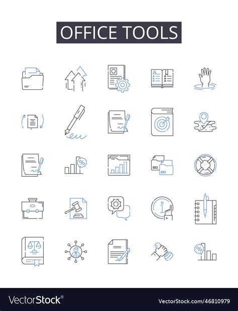 Office Tools Line Icons Collection Harmony Vector Image