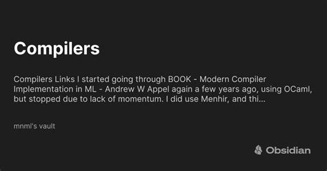 compilers mnml s vault obsidian publish