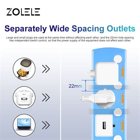Zolele Zk100 Electric Socket Electric Extension Cord With Switch 5