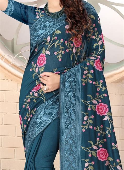 Buy Latest Blue Sarees Online Shopping At Cbazaar