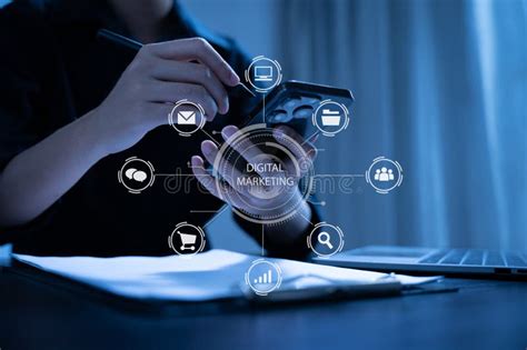 Digital Marketing Technology Concept Businessmen Use Tablet And