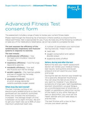 Fitness Test Consent Form Fill Online Printable Fillable Blank PdfFiller