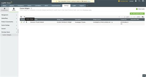 custom widgets log360 cloud
