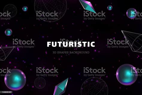 3d 현실적인 무지개 빛깔의 모양과 빛나는 별이 있는 와이어프레임 디자인 배경 0명에 대한 스톡 벡터 아트 및 기타 이미지 0명 3차원 형태 가상현실 Istock