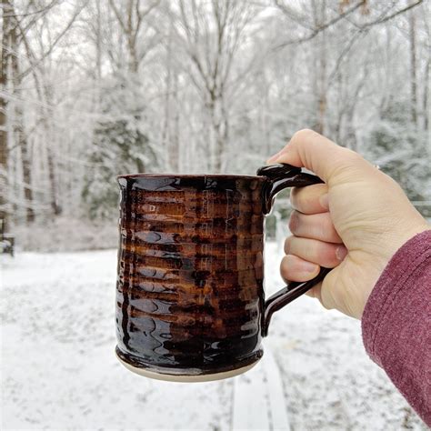 Large Brown Ceramic Coffee Mug Handmade Rustic Coffee Mug Etsy