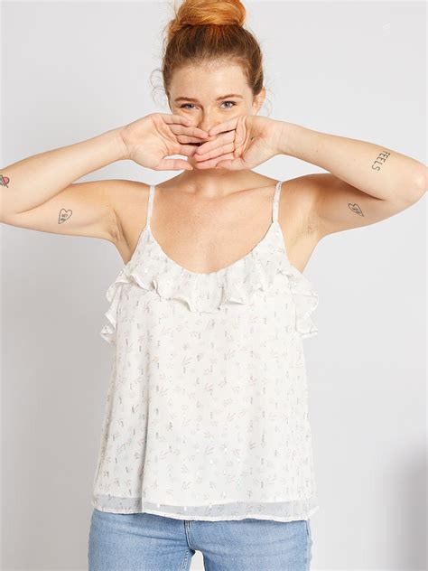 Top De Tirantes Finos Con Volante BLANCO Kiabi