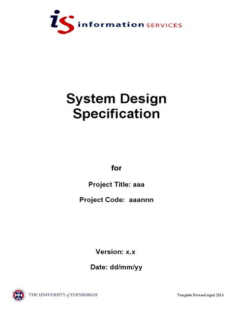 System Design Specification Sds Pdf Specification Technical Standard Database Design