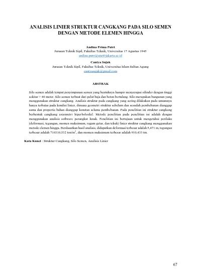 ANALISIS LINIER STRUKTUR CANGKANG PADA SILO SEMEN DENGAN METODE ELEMEN