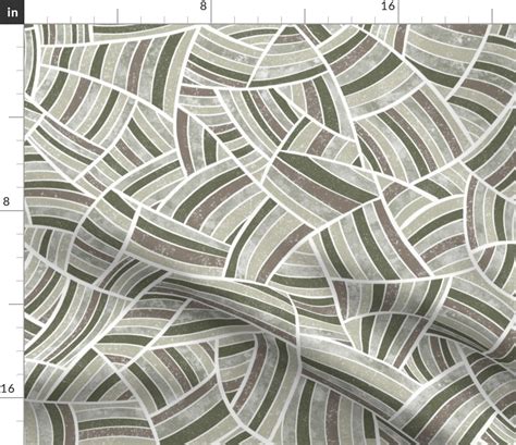 Tangled Stripes Green HALF DROP REPEAT Fabric Spoonflower