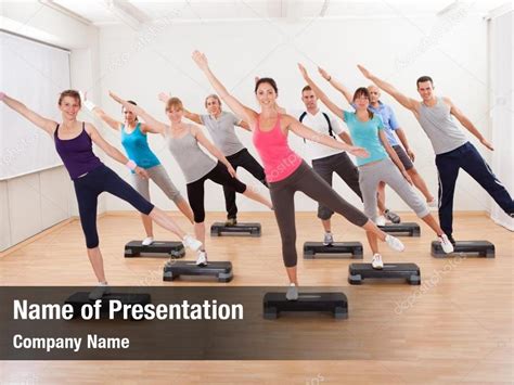Class Diverse Group Doing Aerobics Powerpoint Template Class Diverse