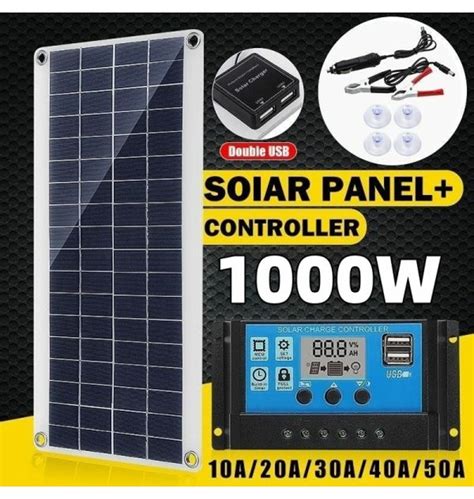 1000w 태양 전지 패널 12v 10a 100a 컨트롤러 플레이트 키트 휴대폰 Rv 자동차 캐러밴 홈 캠핑 티몬