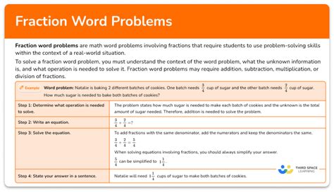 Fraction Word Problems Math Steps Examples And Questions