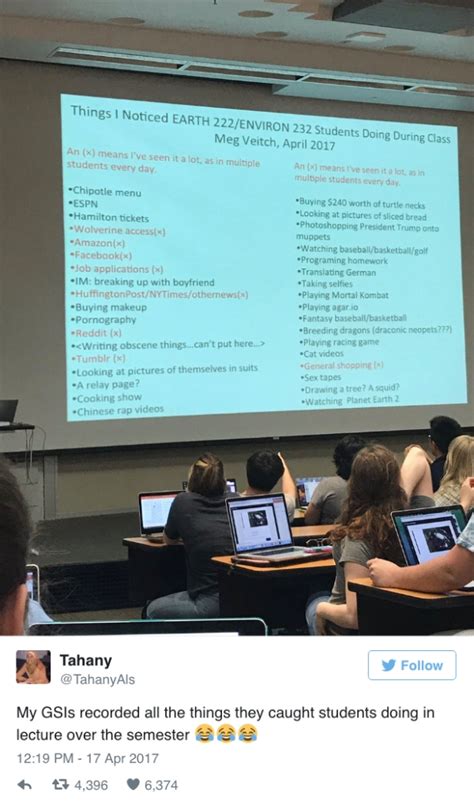 Professor Reveals Class Browser History Mid Lecture