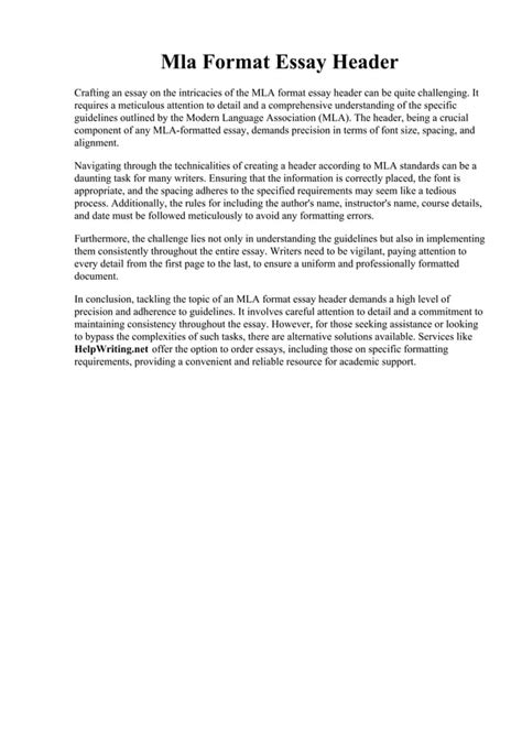 Mla Format Essay Header Pdf