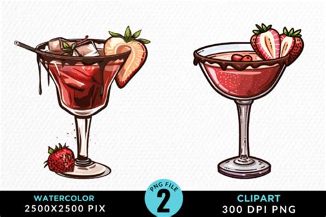 Watercolor Valentines Drinks Clipart PNG Graphic By Regulrcrative
