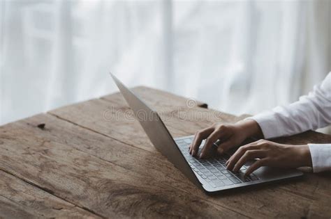 Person Typing On Laptop Keyboard Businessman Working On Laptop He Is