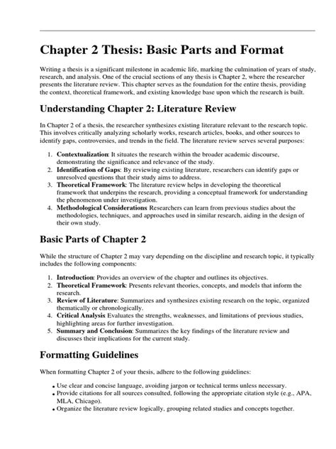 Chapter 2 Thesis Basic Parts And Format Pdf