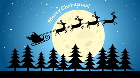 санки деда мороза в небе - Поиск в Google | Merry christmas wallpaper ...