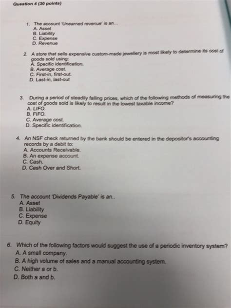 Solved Question 4 30 Points 1 The Account Unearned