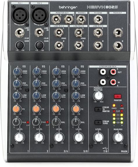 Behringer Xenyx 802s Premium Analog 8 Input Mixer With Usb Streaming Interface
