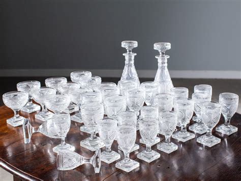 Exceptional Set Antique Georgian Irish Cut Crystal Decanters Glasses