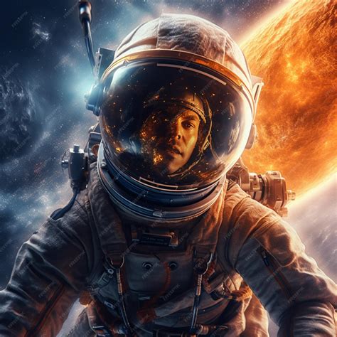 宇宙に浮かぶかわいい宇宙飛行士デジタルアートアドベンチャー壁紙ai生成アート プレミアム写真