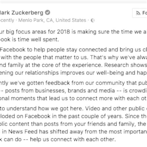 Abbildung 1 Mark Zuckerbergs Post Vom 1112018 Auf Facebook Quelle