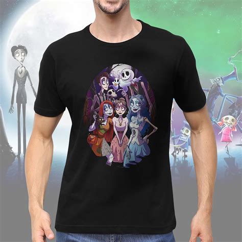 Camiseta Unissex Masculina Noiva Cadáver Jack Skellington Tim Burton