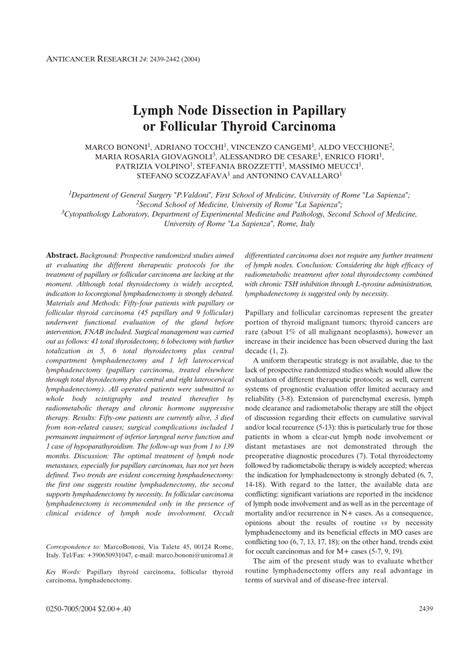 Pdf Lymph Node Dissection In Papillary Or Follicular Thyroid Carcinoma