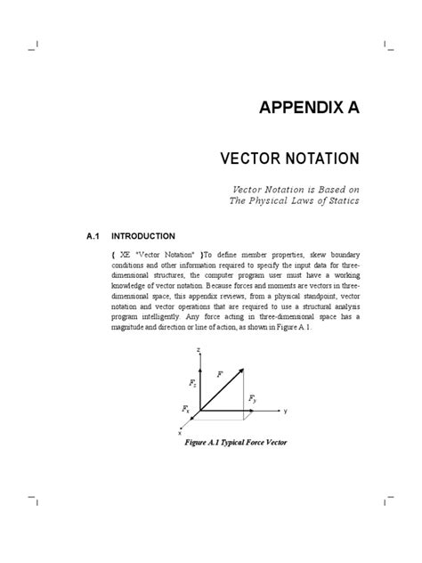 Appendix A Vector Notation Vector Notation Is Based On The Physical
