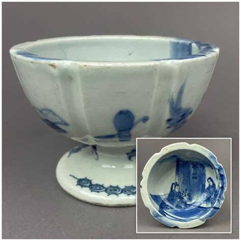 Yahooオークション 古伊万里 染付 盃洗 人物文 染付碗 古董品 茶筅
