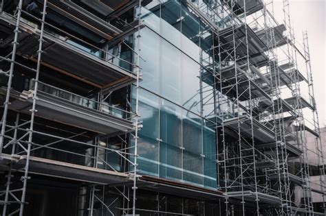 Premium Ai Image Scaffolding On The Exterior Of Modern Glass And