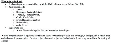 Files To Be Submitted A Class Diagram Created Chegg