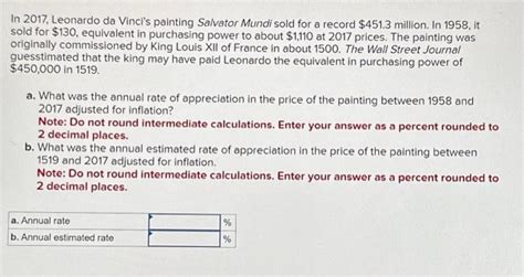 Solved In 2017, Leonardo da Vinci's painting Salvator Mundi | Chegg.com